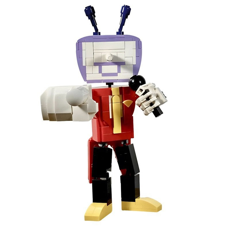 RPG TV Head Robot Character MOC Building Set | LEGO-Compatible Display